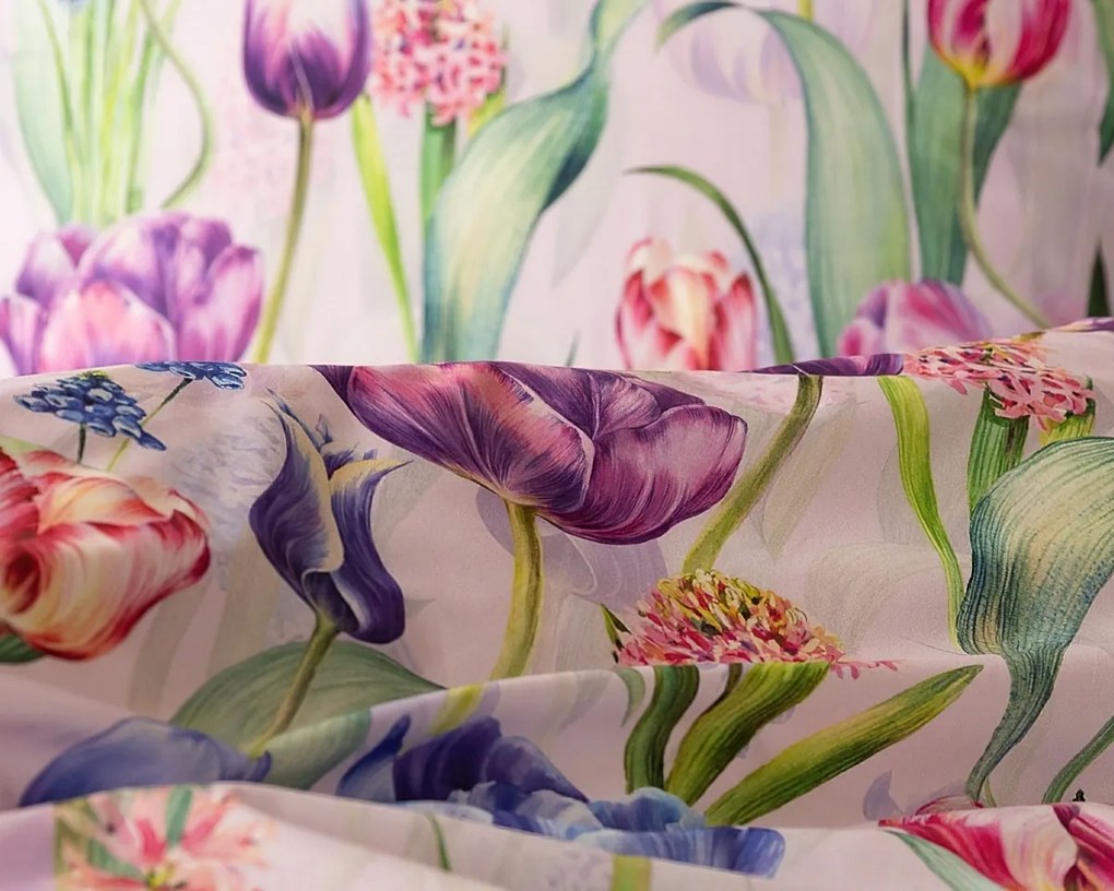 Matějovský Povlečení TULIPA, tulipány, fialové, bavlna hladká digitál, 140x200cm + 70x90cm