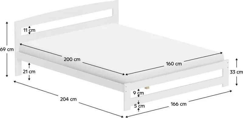 Postel s roštem, bílá, 160x200, AZRA Kondela 0000411540