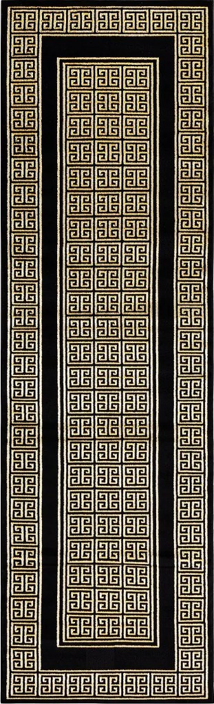 Dywany Łuszczów, Běhoun Gloss 6776 86 greek black/gold, 60x300, žlutá, kancelář