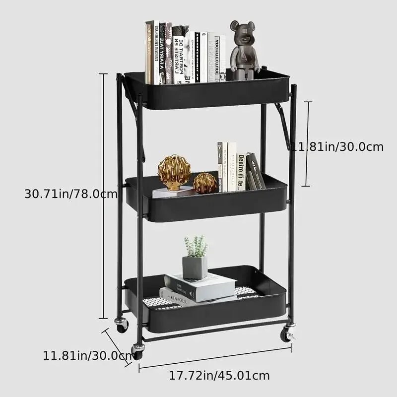 Servírovací stolek, skládací, kolečka, kov, bílá, NoBi TOTENHAM