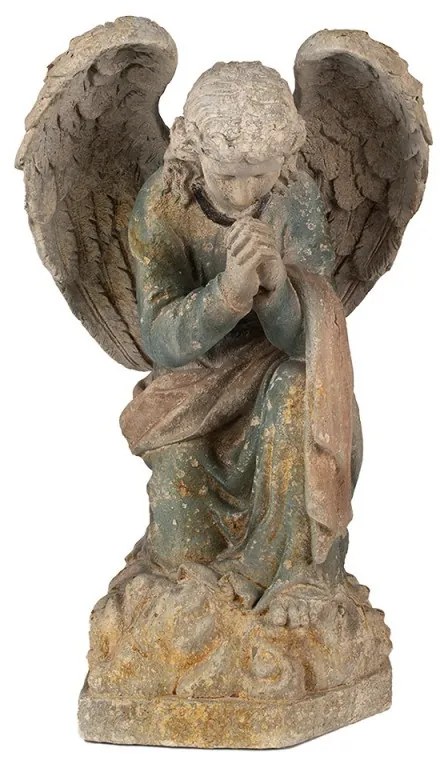 Béžovo-zelená antik dekorace socha anděl Angel Baroque - 41*45*65 cm
