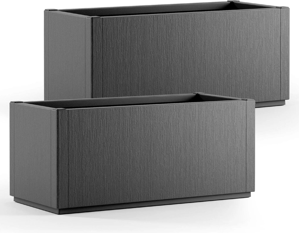 Květináč Ethica sada 2 ks antracitová plast 80x36x36cm