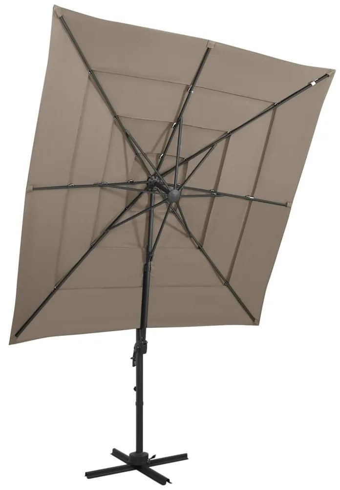 4stupňový zahradní slunečník s hliníkovou tyčí taupe 250x250 cm 313823