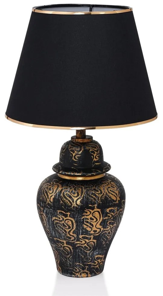 Černá/ve zlaté barvě stolní lampa s textilním stínidlem (výška 54 cm) Derin – Opviq lights