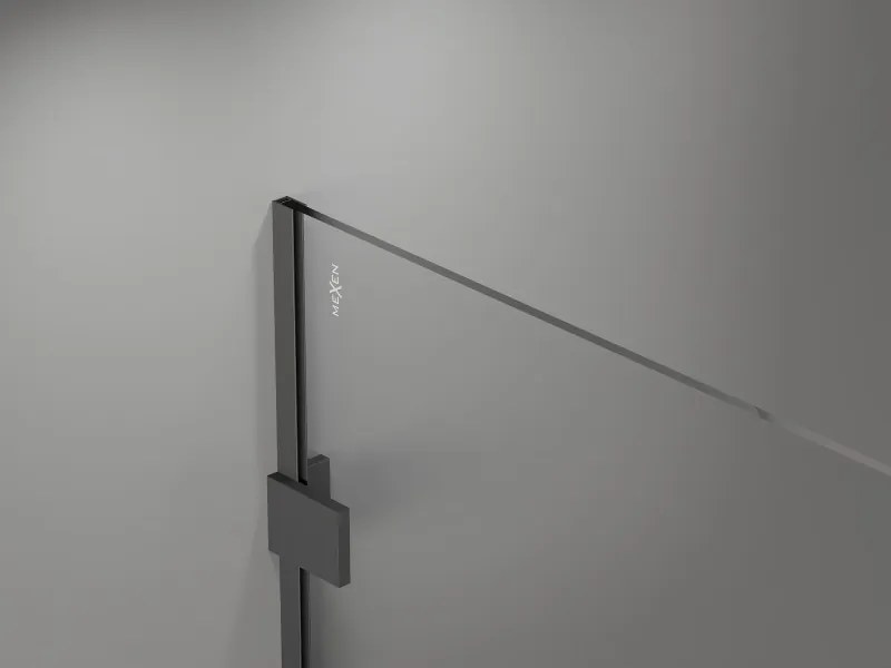 Mexen Lunar sprchová stěna levá 90 x 200 cm, 8mm čiré sklo, grafitová, 830-090-000-95-00-L