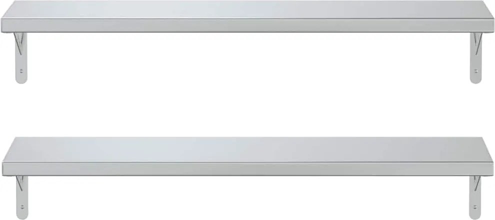 Nástěnné police 2 ks 100 x 23,5 cm stříbrné nerezová ocel 3214504