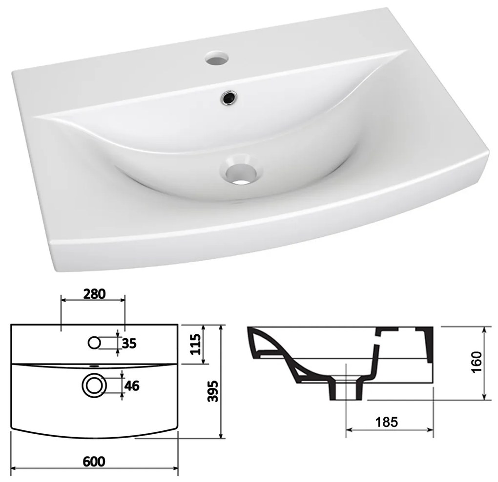 Koupelnový nábytek Belini Premium Full Version bílý lesk / dub wotan
+ umyvadlo + zrcadlo + LED osvětlení Glamour 74