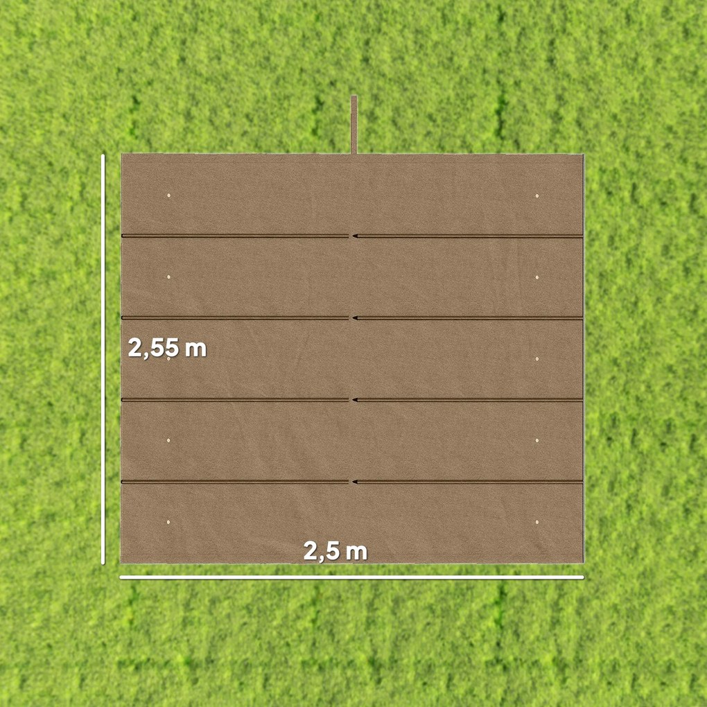 Outsunny Náhradní střecha pro 3 x 3 m pergolu, zasouvací, s odtokovými otvory pro déšť, odolná vůči počasí, polyester, 250 x 255 cm hnědá