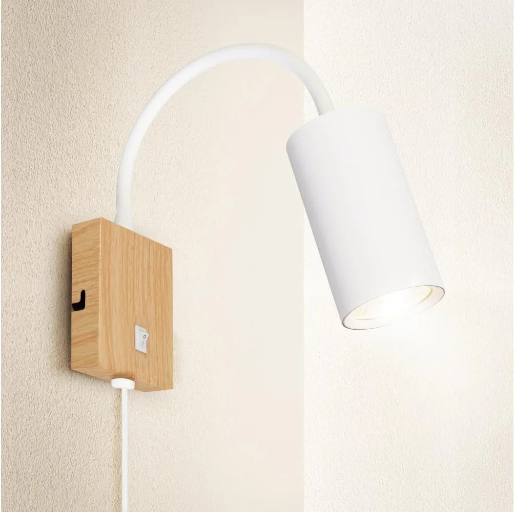 Brilagi - Flexibilní nástěnná lampa SELE 1xGU10/30W/230V bílá/dekor dubu