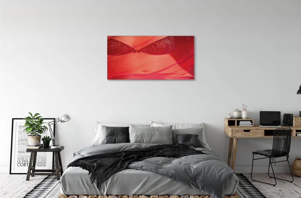 Obrazy na plátně Žena v červeném tylu 120x60 cm