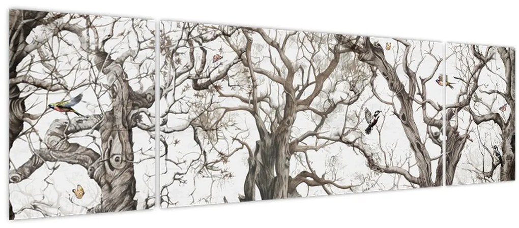 Obraz - Lesní vzor, kresba (170x50 cm)