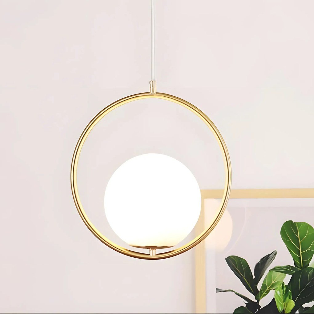Toolight Toolight, stropní lampa visící skleněná koule z bílého zlata G109-1W Gold, OSW-09734