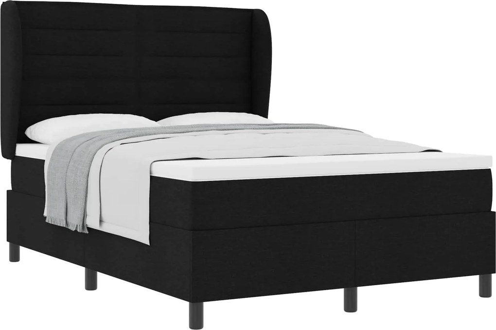 Postel s boxspringem s matrací s čelo Černá 160 x 200 cm textil 3340510