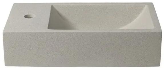 Sapho Crest Betonové umyvadlo včetně výpusti, 40x22 cm, levá bílý pískovec AR410