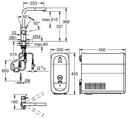 GROHE 31539000 - Dřezová baterie BLUE HOME L-výpusť lesklý chrom