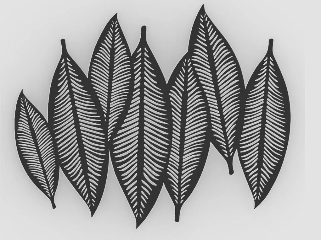 Živé listy - kovový obraz na zeď Velikost: 100cm, Barva: Black