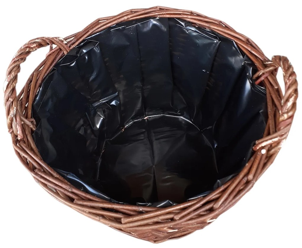 HRADIL Proutěný obal na květináč kulatý s fólií průměr 30 cm