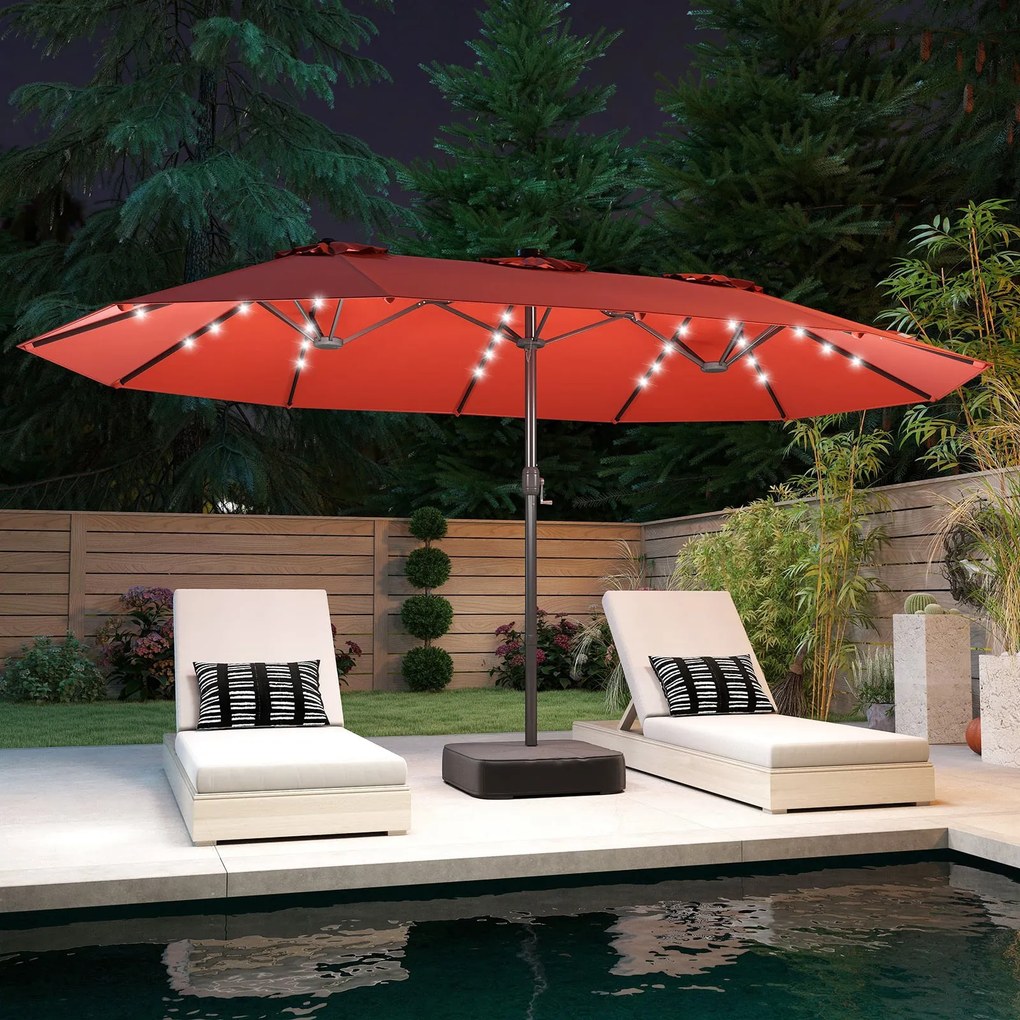 Costway Dvojitý slunečník 460 x 285 cm slunečník s LED