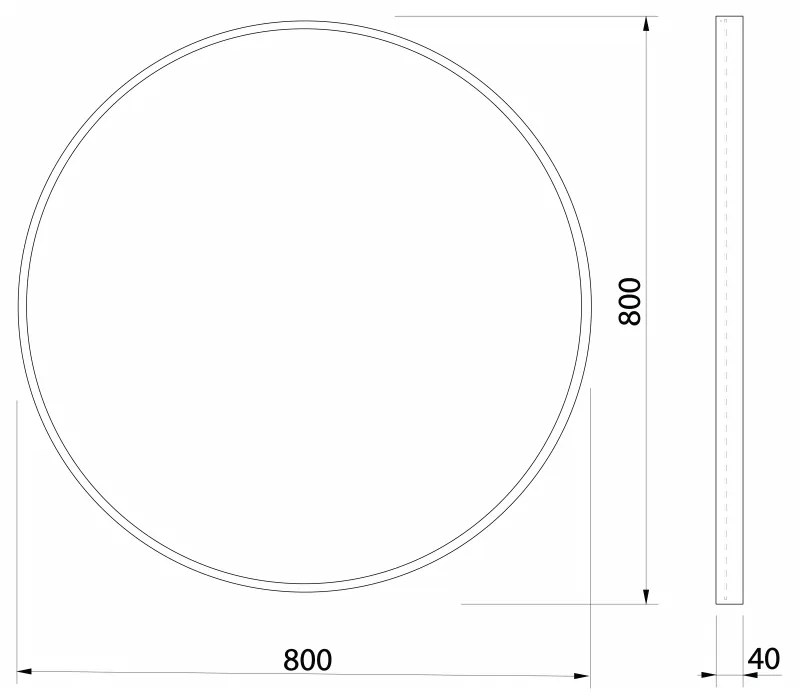 Sapho NOTION kulaté zrcadlo v rámu ø 80cm, černá mat NT800