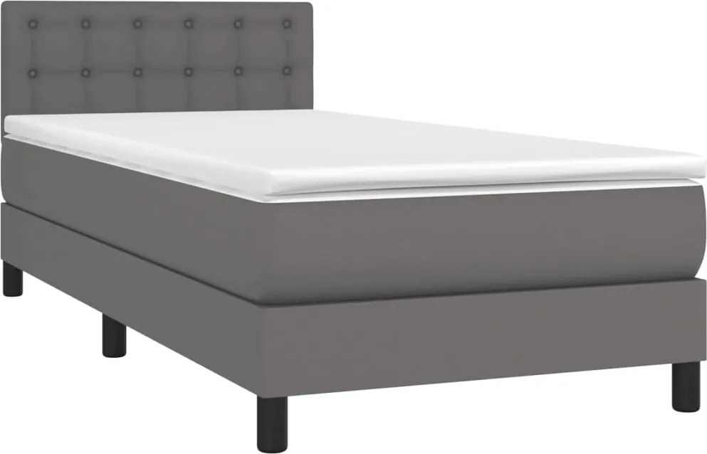 Box spring postel s matrací šedá 90x200 cm umělá kůže 3141105
