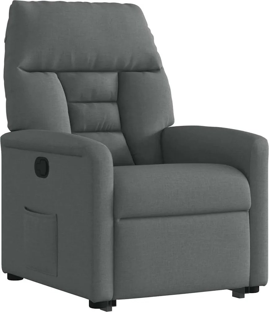 Zvedací polohovací křeslo tmavě šedé textil 3303033