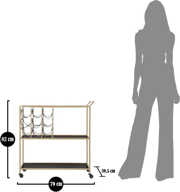 Designový servírovací vozík Acheron 79 cm černý / zlatý
