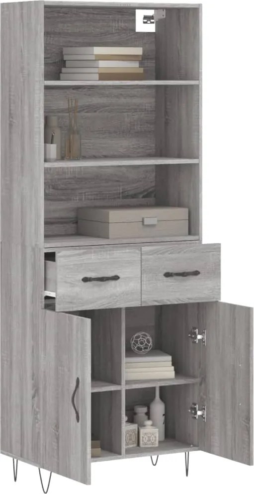 Skříň highboard šedá sonoma 69,5 x 34 x 180 cm kompozitní dřevo 3200551