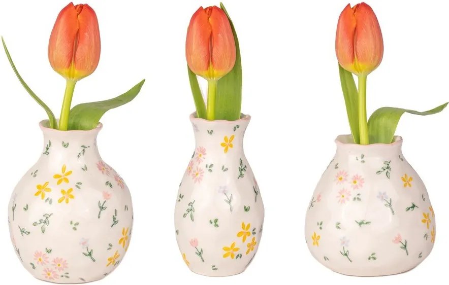Krémové vázy v sadě 3 ks z kameniny (výška 10 cm) Ditsy Floral – Sass & Belle