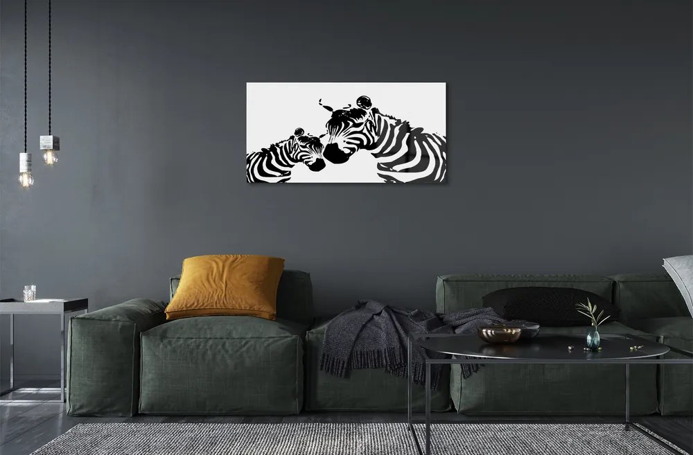 Obraz na skle malované zebra 125x50 cm