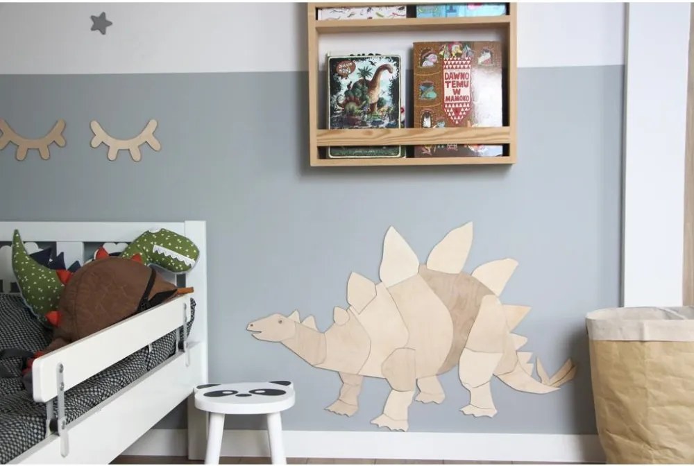 Dřevěná nástěnná dekorace Origami Stegosaurus – dinosaurus do dětského pokoje XL