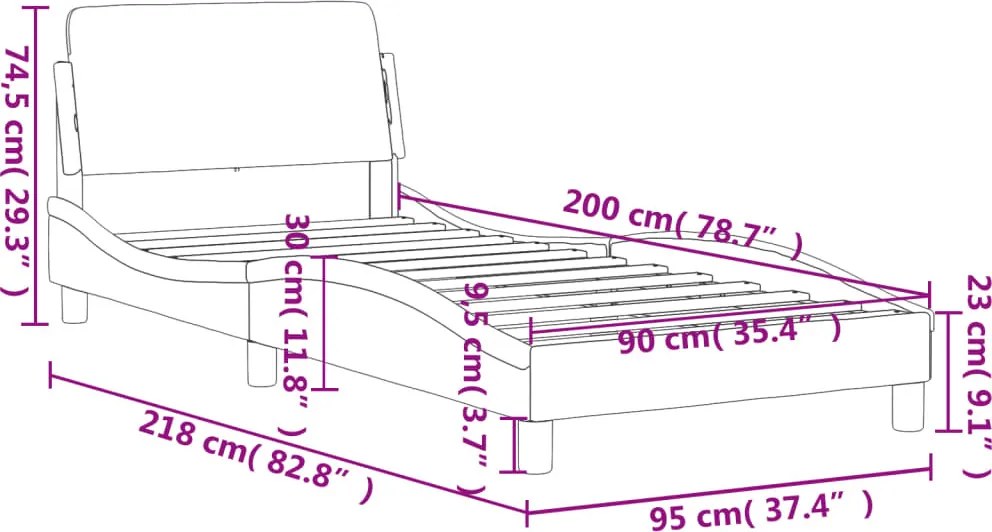 vidaXL Rám postele s čelem 90 x 200 cm samet [373117] Barva: světle šedá