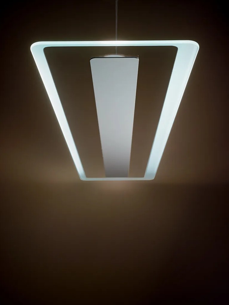 Linea Light Antille_P, závěsné svítidlo z pískovaného skla a bílého kovu, 44W LED 3000K, délka 95cm
