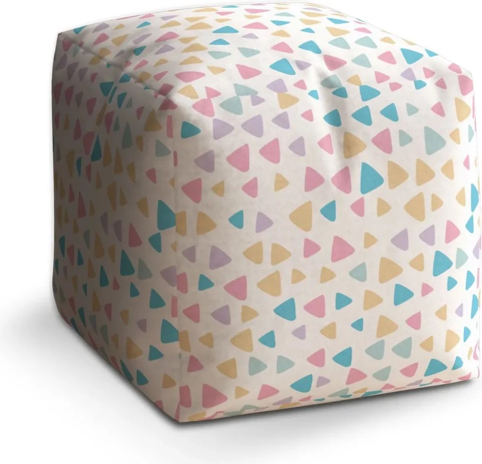 Sablio Taburet Cube Barevné trojúhelníčky - 50x50x50 cm