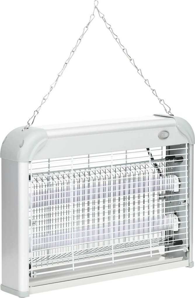 Outsunny 20W LED UV Lampa na Komáry a Hmyz s Vyjímatelným Trojúhelníkem, Bílá Mosquito Lampa z ABS a Kov, 39x8x28 cm | Aosom