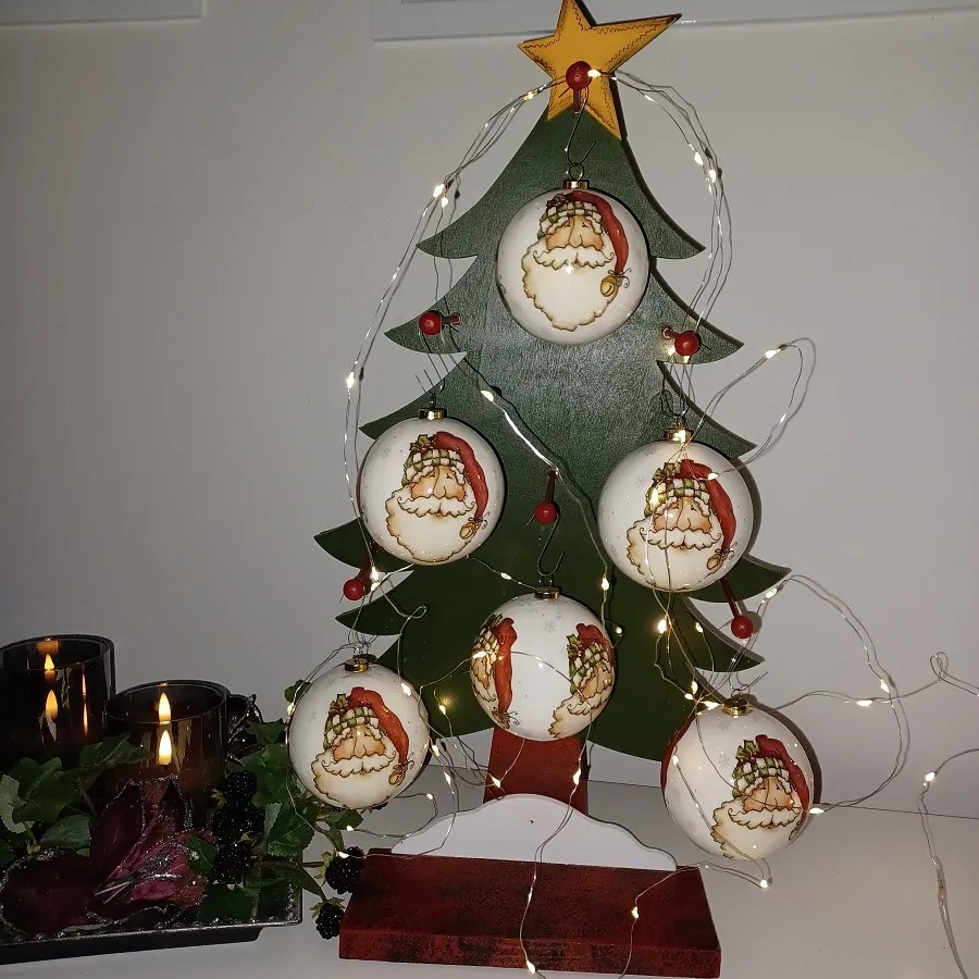 Sada vánočních ozdob koule 8 cm, Santa Claus, plast, balení 6 ks