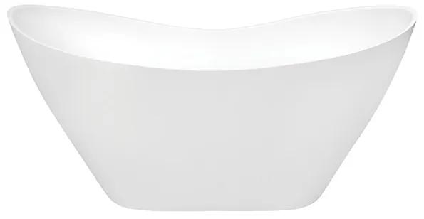 Besco Volně stojící vana z litého mramoru Viya 160x70 (170x71) Barva: Bílá, Rozměry (cm): 168x71,5, Typ a barva výpustě: Click-Clack s horním čištěním, černá