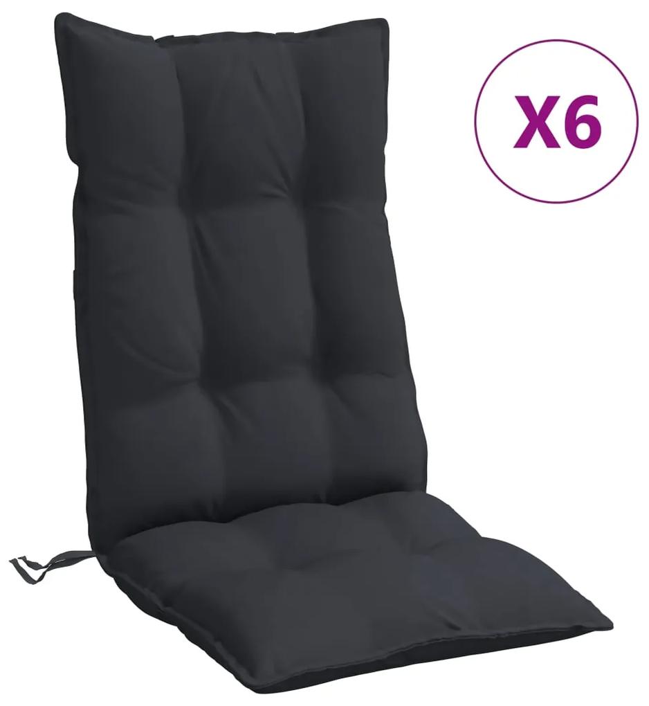 vidaXL Podušky na židli s vysokým opěradlem 6 ks černé látka oxford