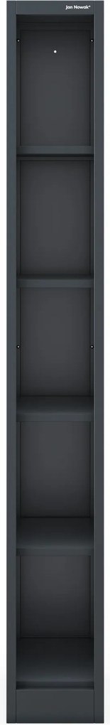 Úzký kovový regál, archivační na dokumenty antracitový: TIM 250 x 1850 x 400 mm