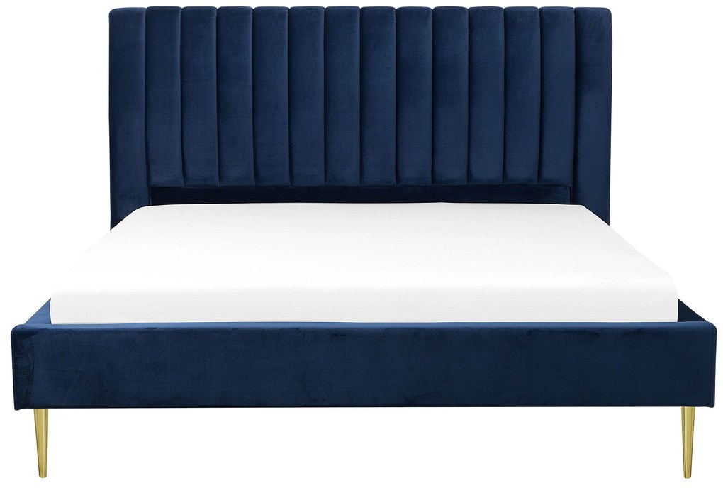 Sametová postel 180x200cm modrá MARVILLE Beliani