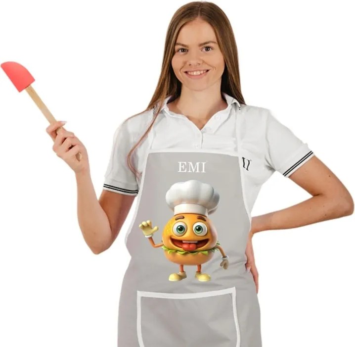 Kuchyňská zástěra Burger EMI, šedá