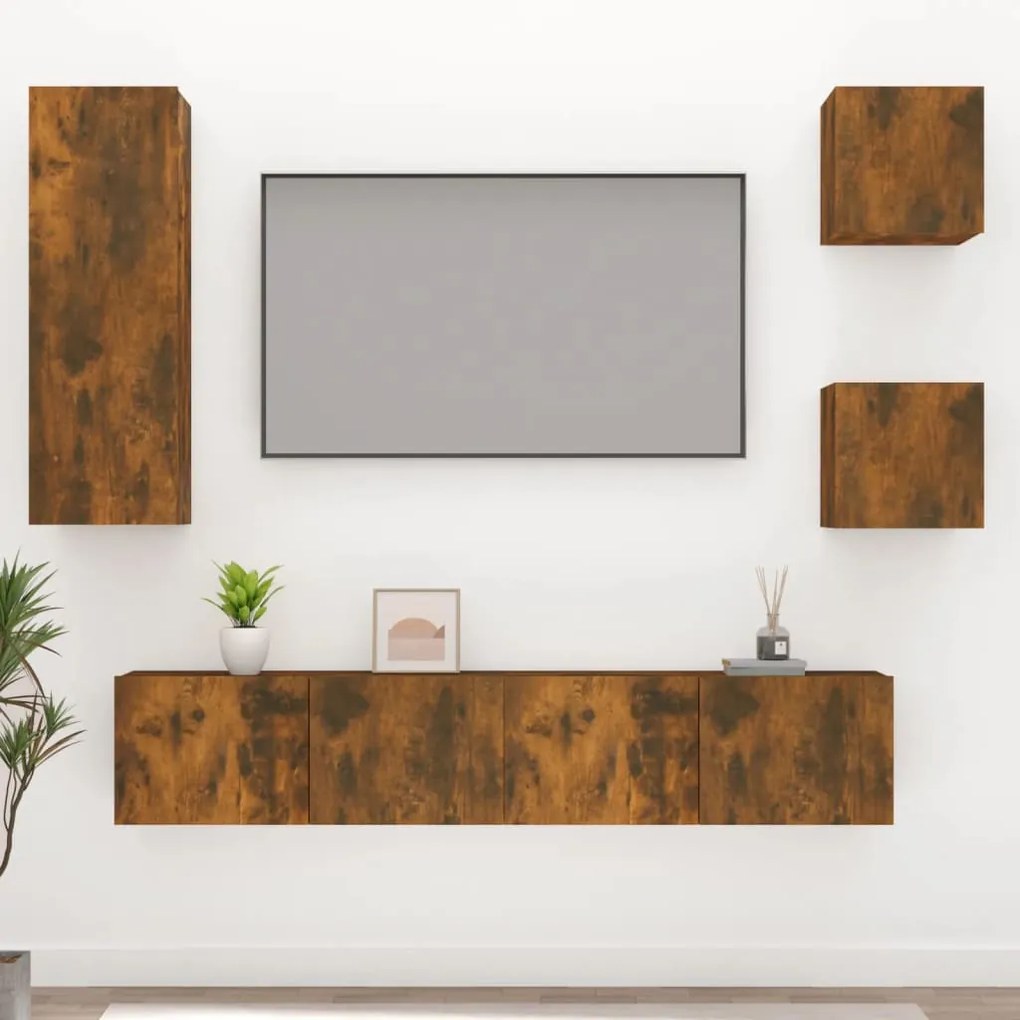 vidaXL 5dílný set TV skříněk kouřový dub kompozitní dřevo