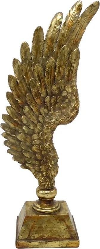 Zlatá antik dekorace andělská křídla na podstavci - 20*12*51 cm