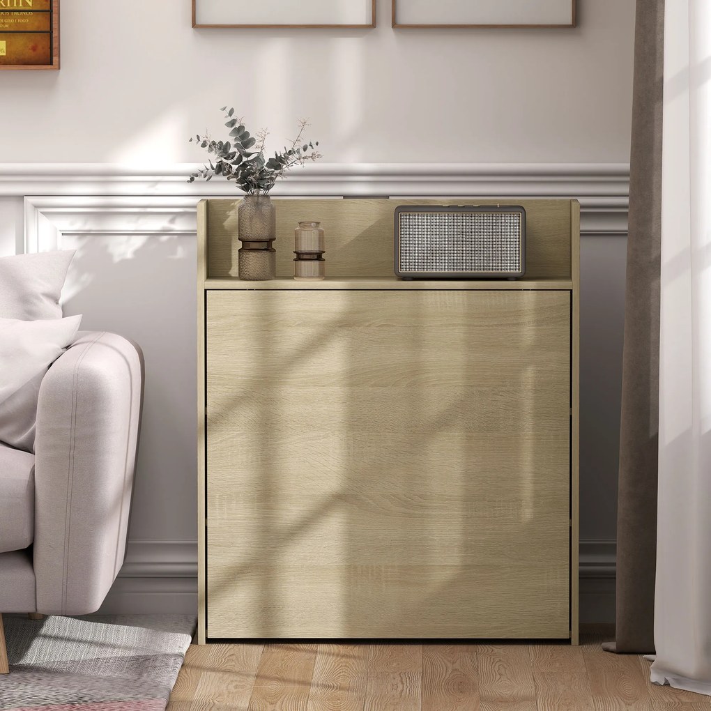 HOMCOM Skládací jídelní stůl s regálem, industriální design, úspora místa, pro malé prostory, 78,5 x 91 x 93 cm, dub
