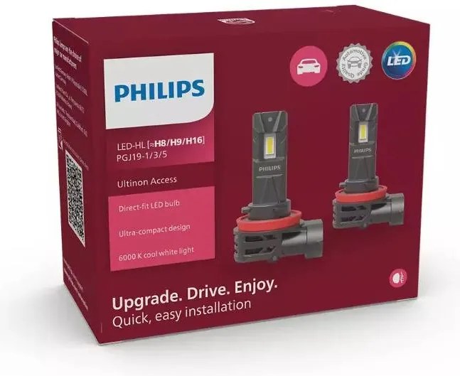 Led autožárovka philips ultinon access 2500 h8, h9, h16, 12 v