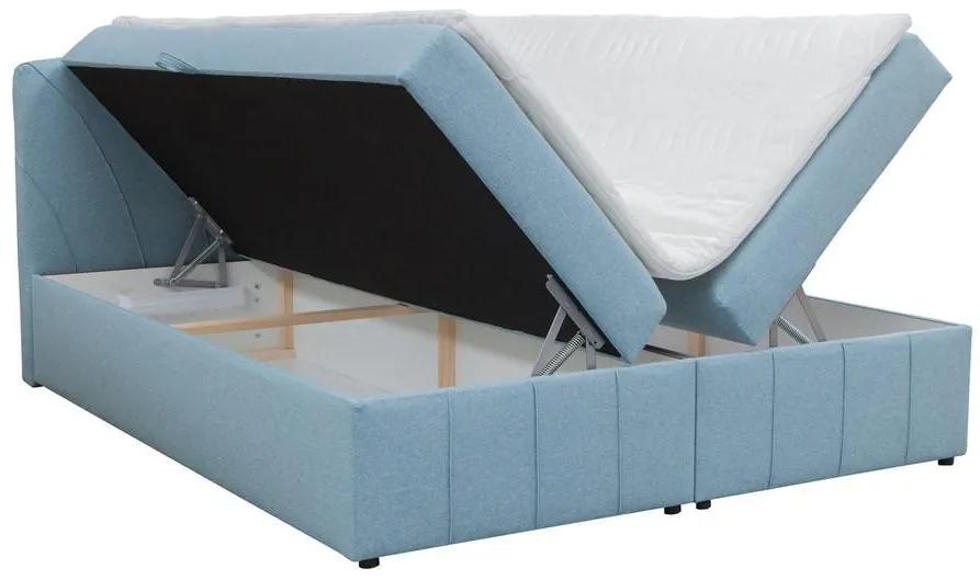 MARS CAIRO 140x200 boxspring postel s úložným prostorem modrá 145 x 95 x 211 cm