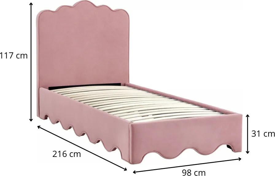 Jednolůžková čalouněná postel Orso 90x200 růžová