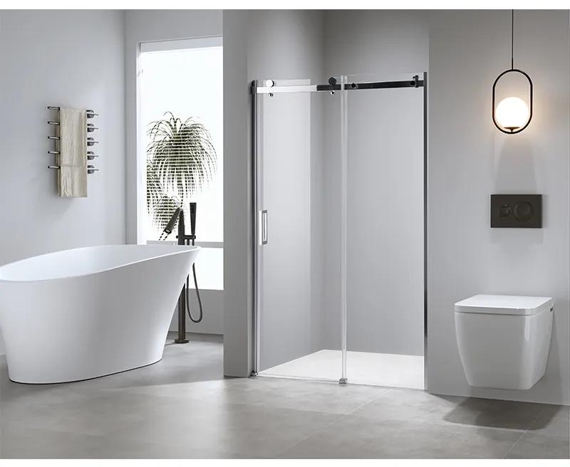 BPS-koupelny Posuvné sprchové dveře HYD-PD03B 100 chrom/transparent pro instalaci do niky + vanička HYD-OSV-ST04A bílá
