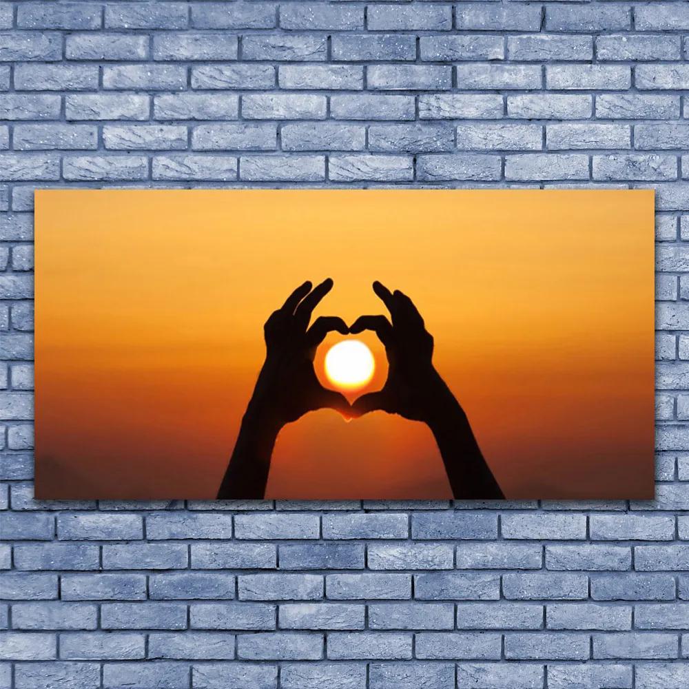 Obraz na plátně Ruce Srdce Slunce Láska 120x60 cm