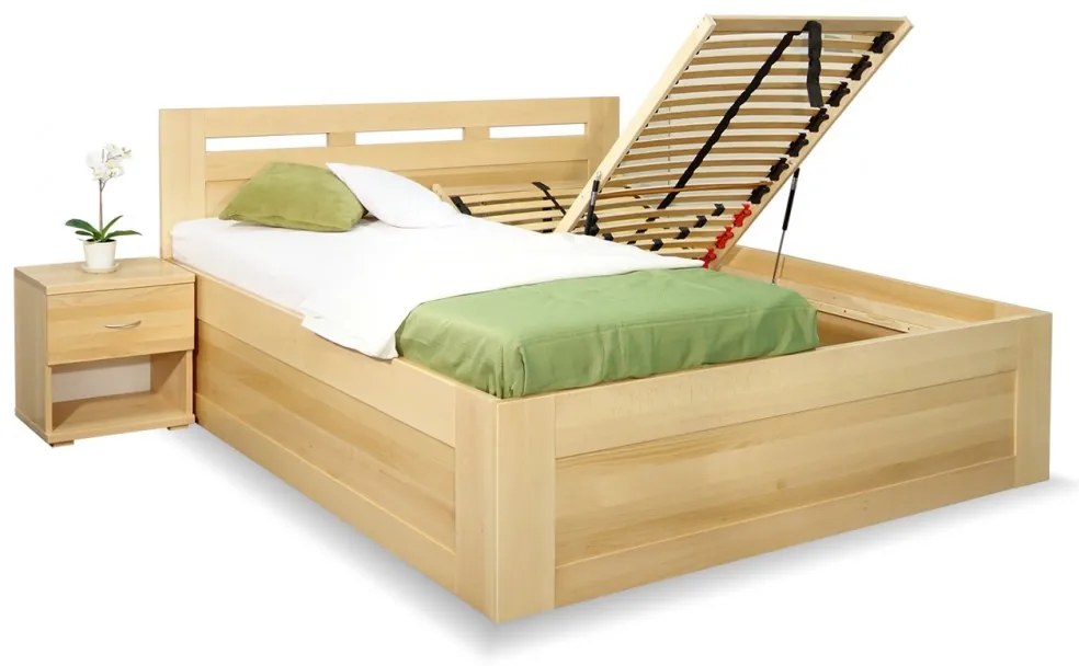 Vysoká postel s úložným prostorem Floria, 160x200, 180x200, masiv buk BedWorld, 160x200 cm