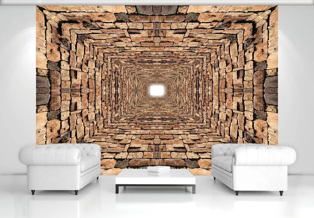 Fototapeta - Tunel 3D kamenů (152,5x104 cm)